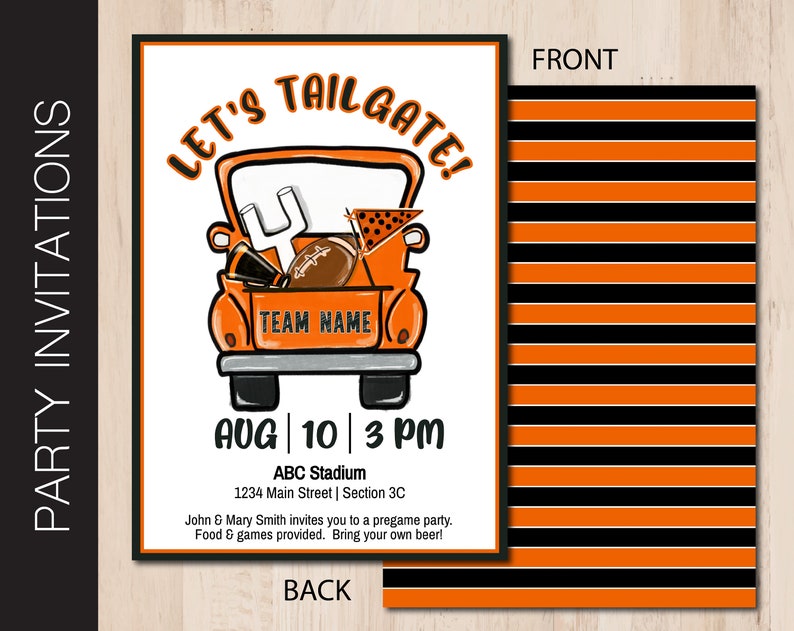 Editable TAILGATE Party Invitation | Game Day | Football Invite ...