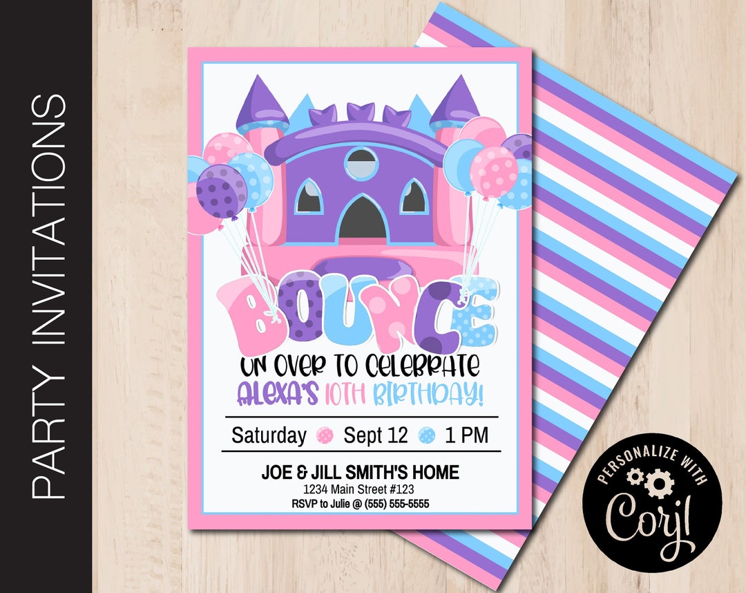 Editable BOUNCE Party Invitation | Bounce House | Jump Party | Kids ...