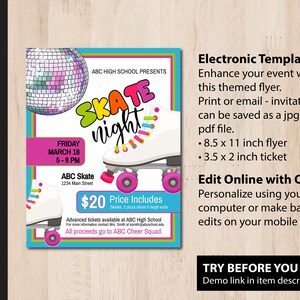 Editable Skate Night Fundraiser Flyer | Custom Roller Skate Night ...