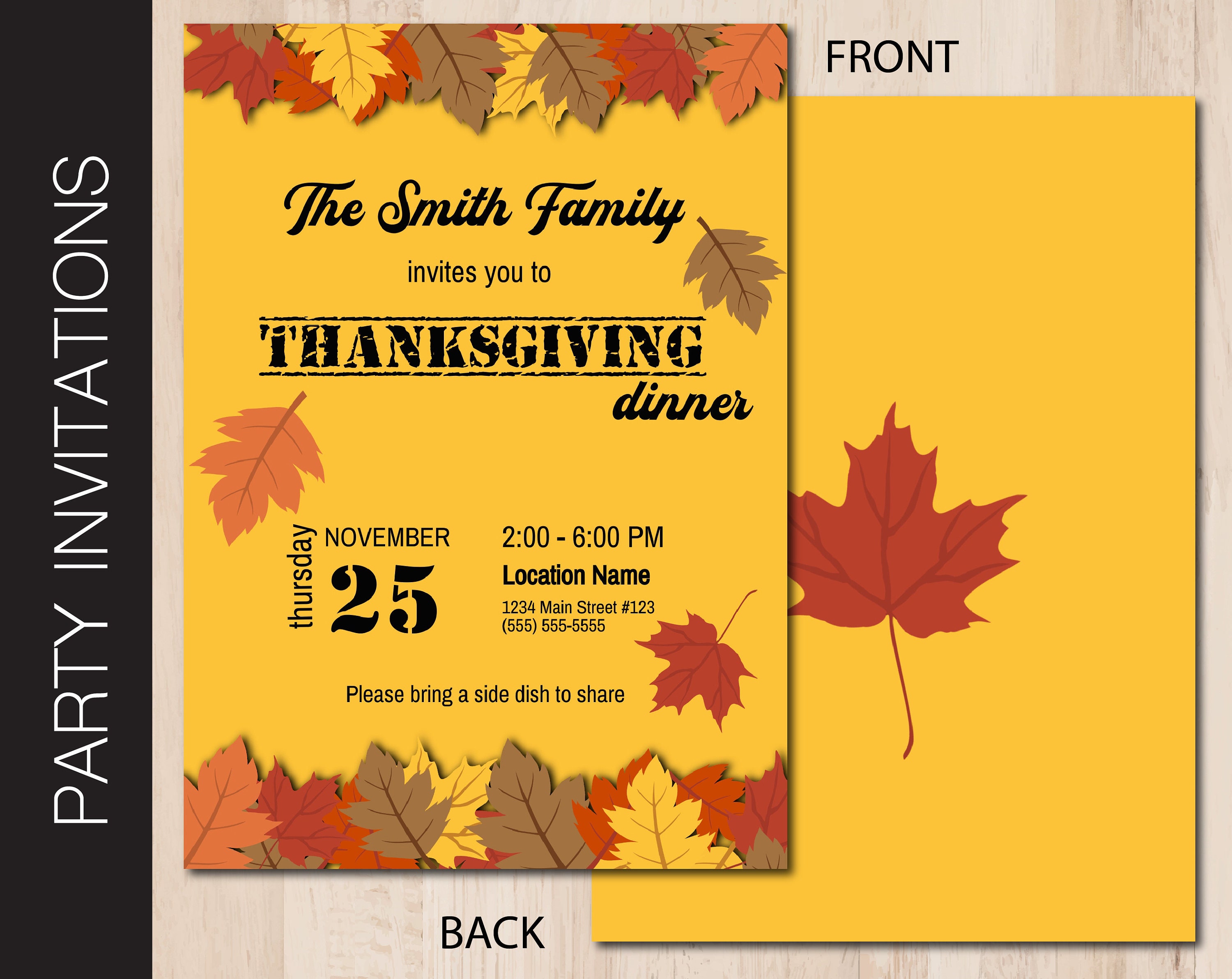 Editable THANKSGIVING Dinner Invitation Friendsgiving Potluck Turkey ...