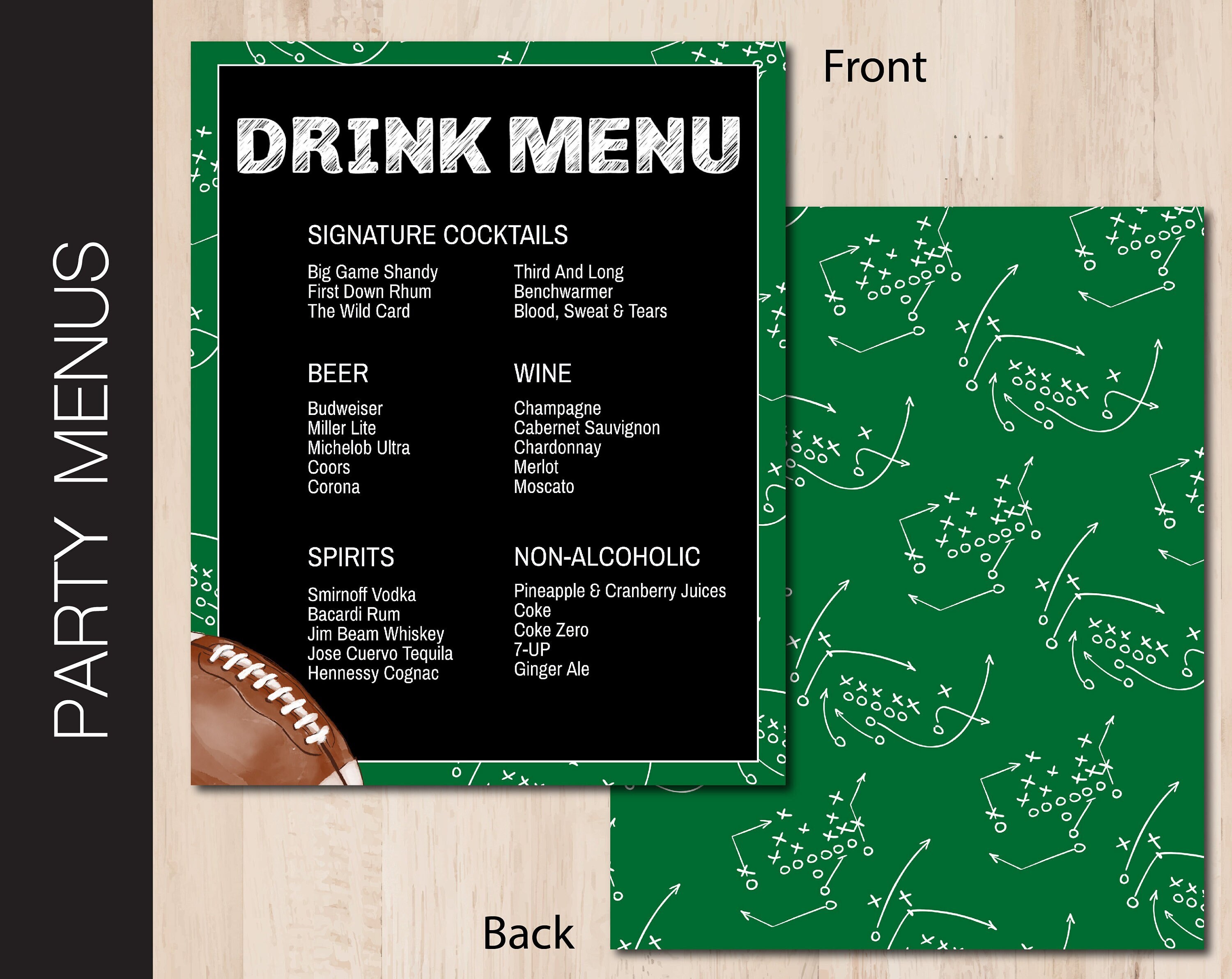 Editable FOOTBALL Party Bar Menu | Game Day Drink Sign | Big Game ...