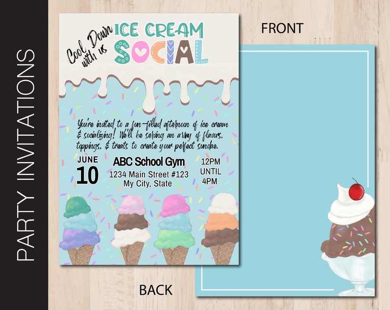 Editable ICE CREAM Social Party Invitation | PTA Fundraiser | Community ...