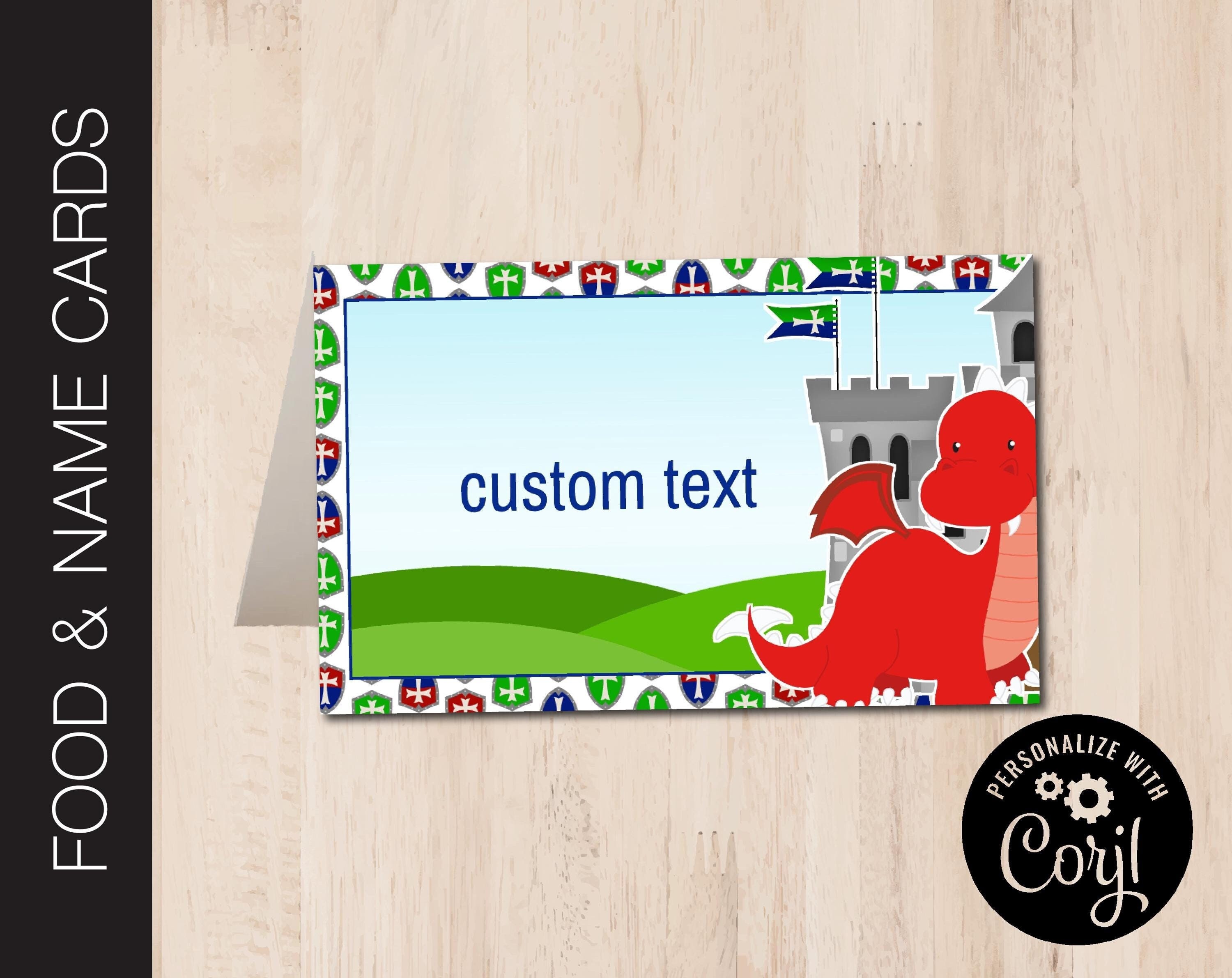 Editable DRAGON Party Food Label Tents | Medieval Party Food Placards ...