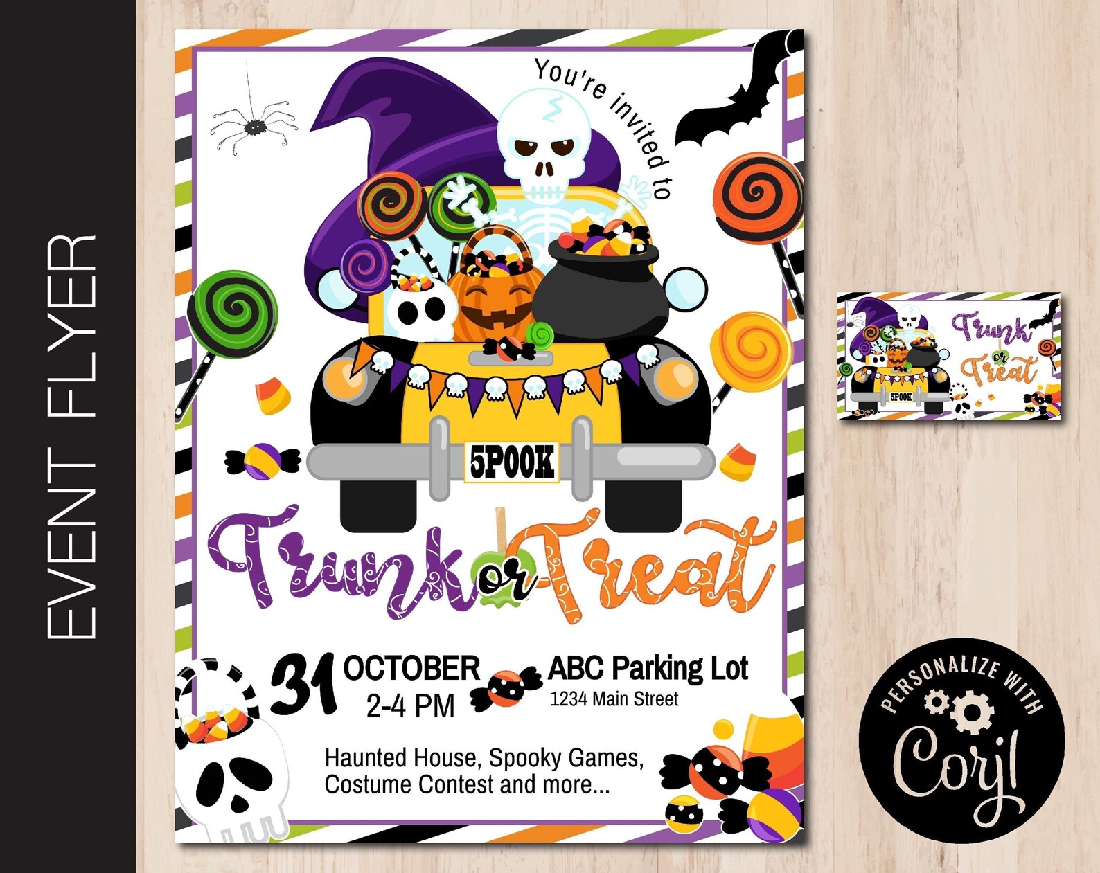 Editable Trunk or Treat Flyer | Halloween Event | Trick or Treat Invite ...