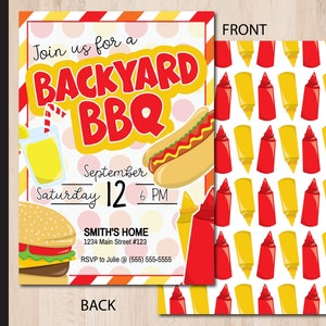 Editable BACKYARD BARBECUE Party Invitation | Summer Barbecue Invite ...
