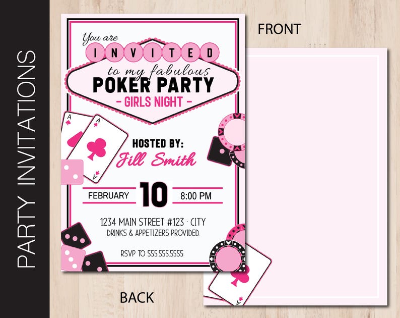 Editable GIRLS NIGHT Poker Party Invitation Poker Party Bachelorette ...
