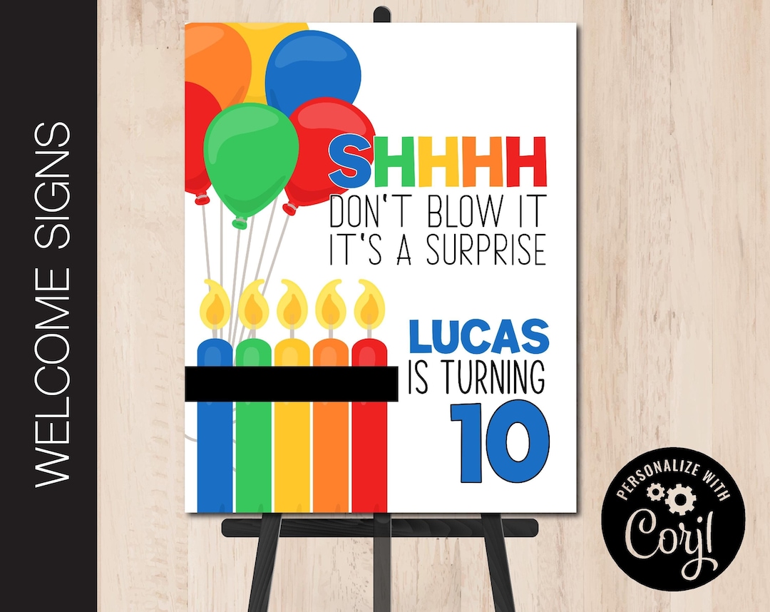 Editable SURPRISE Party Welcome Sign | Reception Sign | Entrance ...