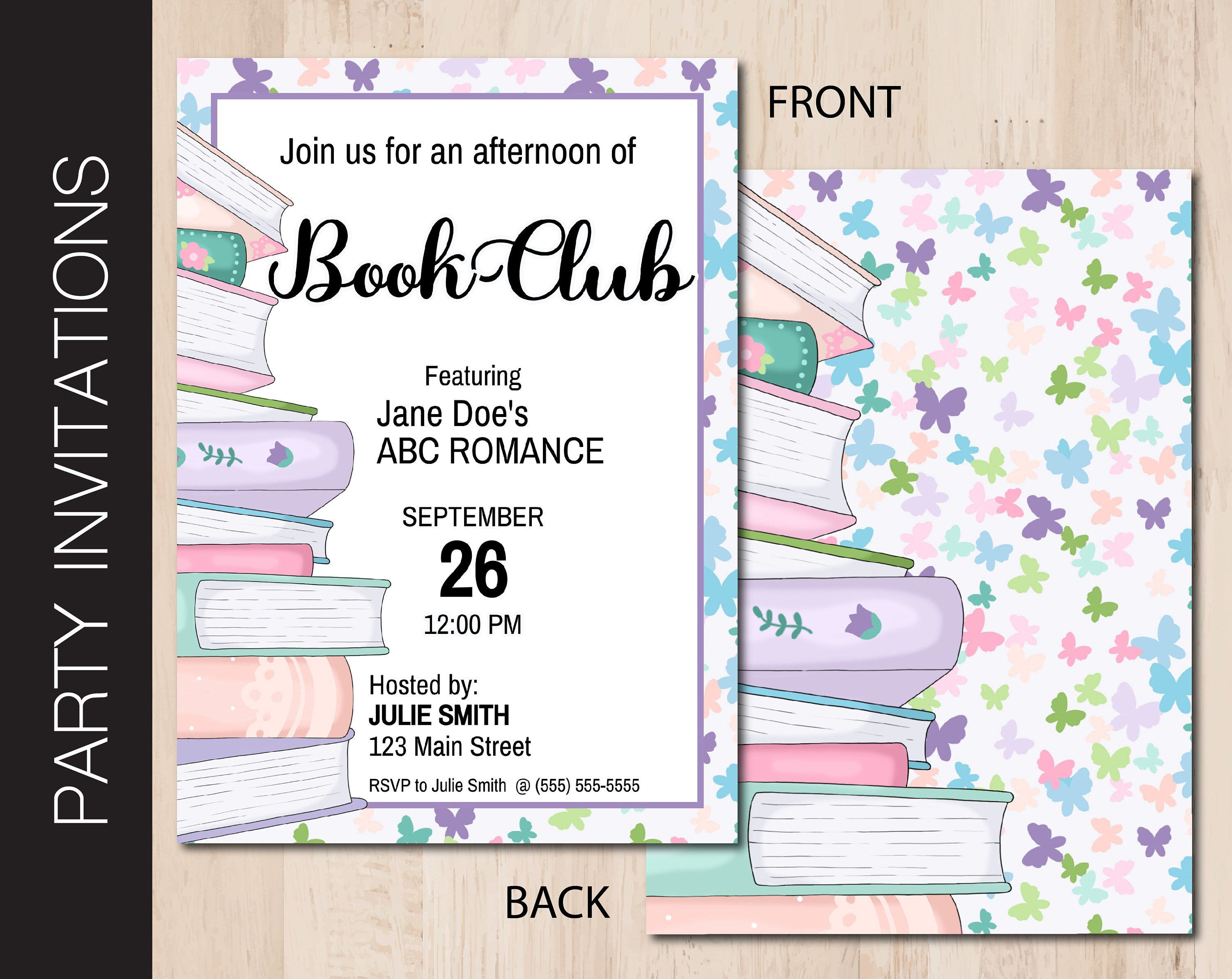 Editable BOOK CLUB Invitation | Reading Party | Social Book Club ...