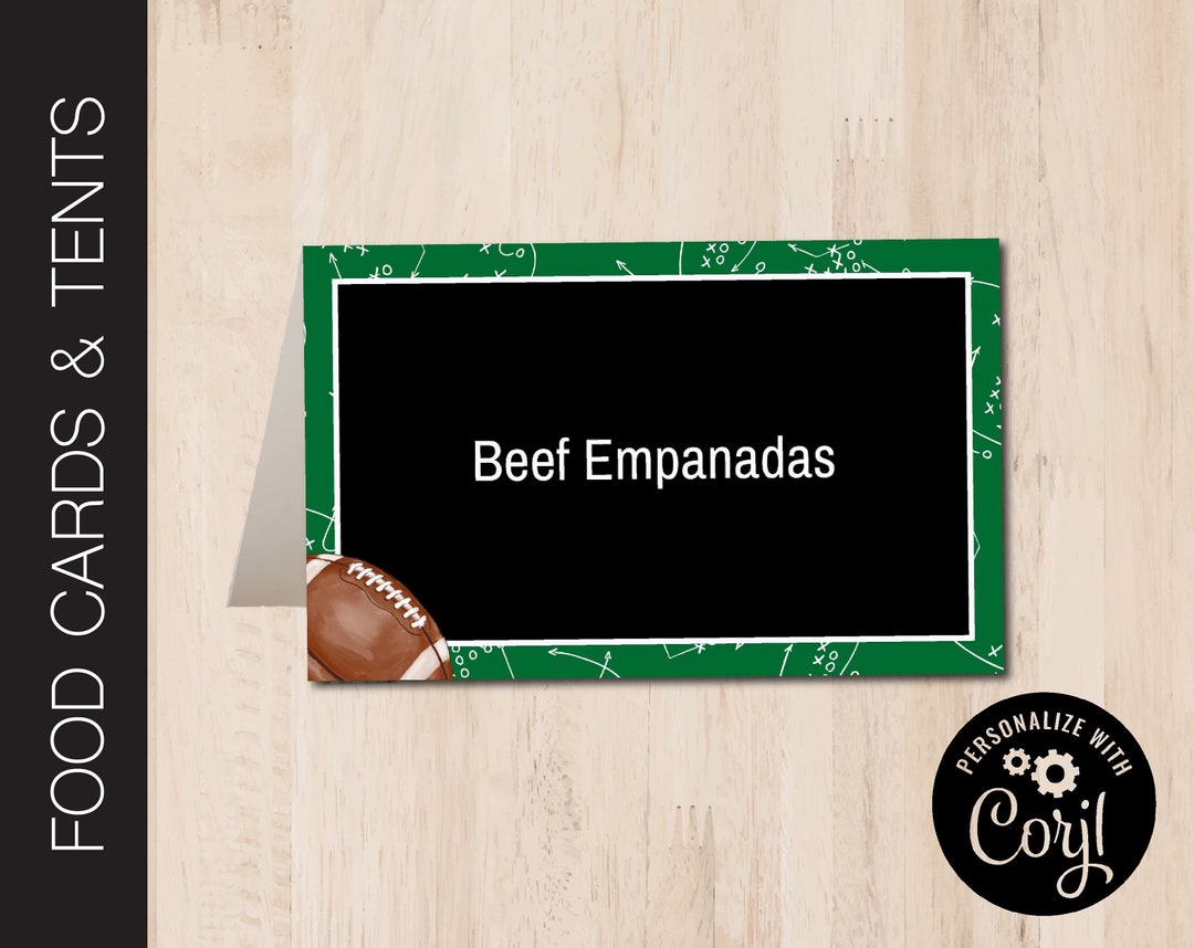 Editable FOOTBALL Party Food Label Tents Game Day Food Placards Big ...