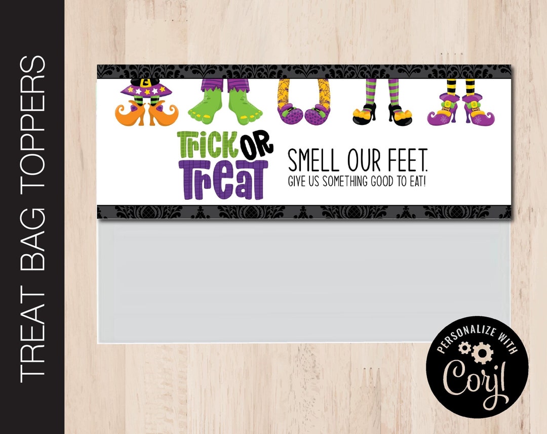 Editable Stinky Feet HALLOWEEN Treat Bag Topper | Candy Bag | Goodie ...
