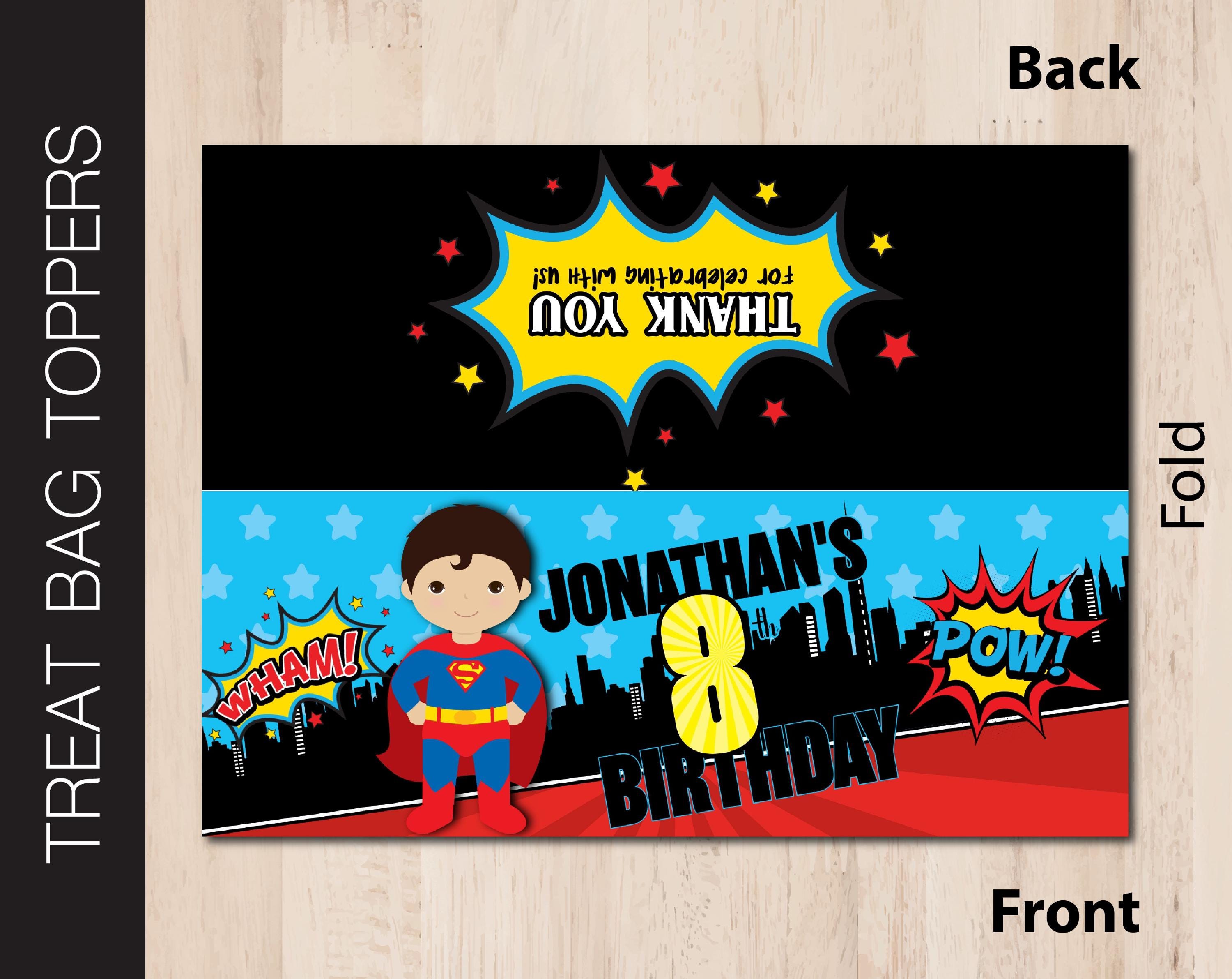 Editable SUPERHERO Birthday Treat Bag Topper | Candy Bag | Goodie Bag ...