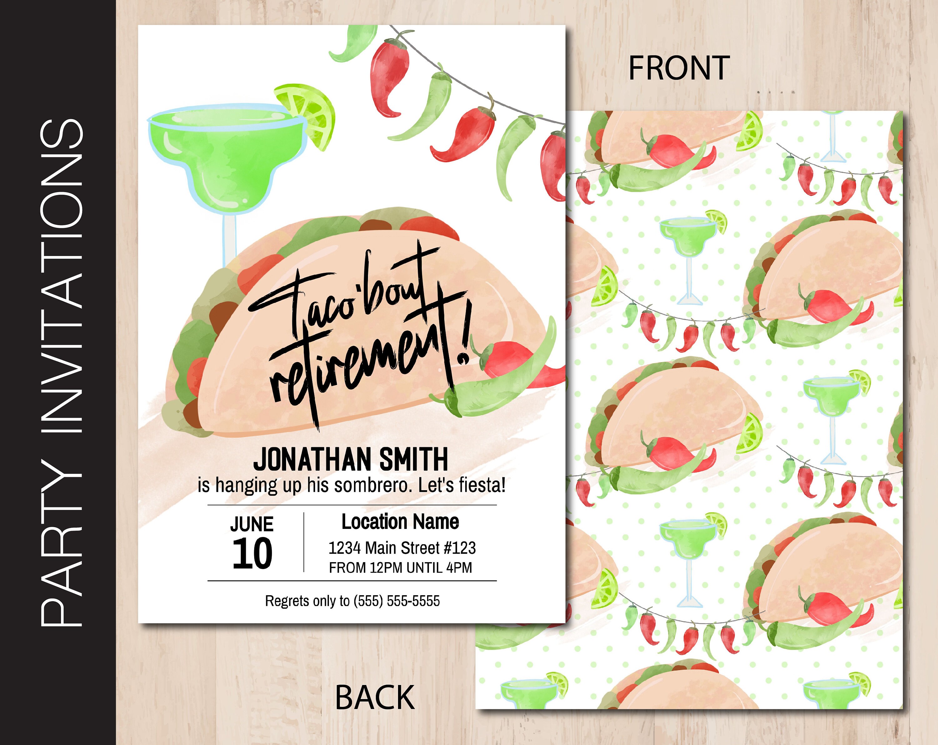 Editable TACO 'BOUT RETIREMENT Party Invitation | Retirement Bash ...