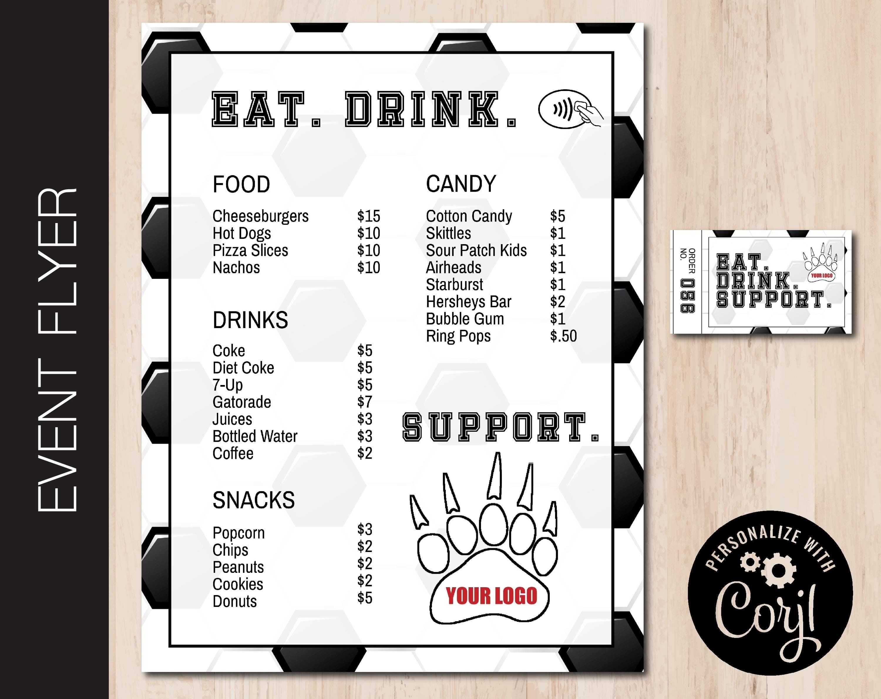 Editable Soccer Concessions Stand Flyer | Snack Stand Menu | Food Stand ...