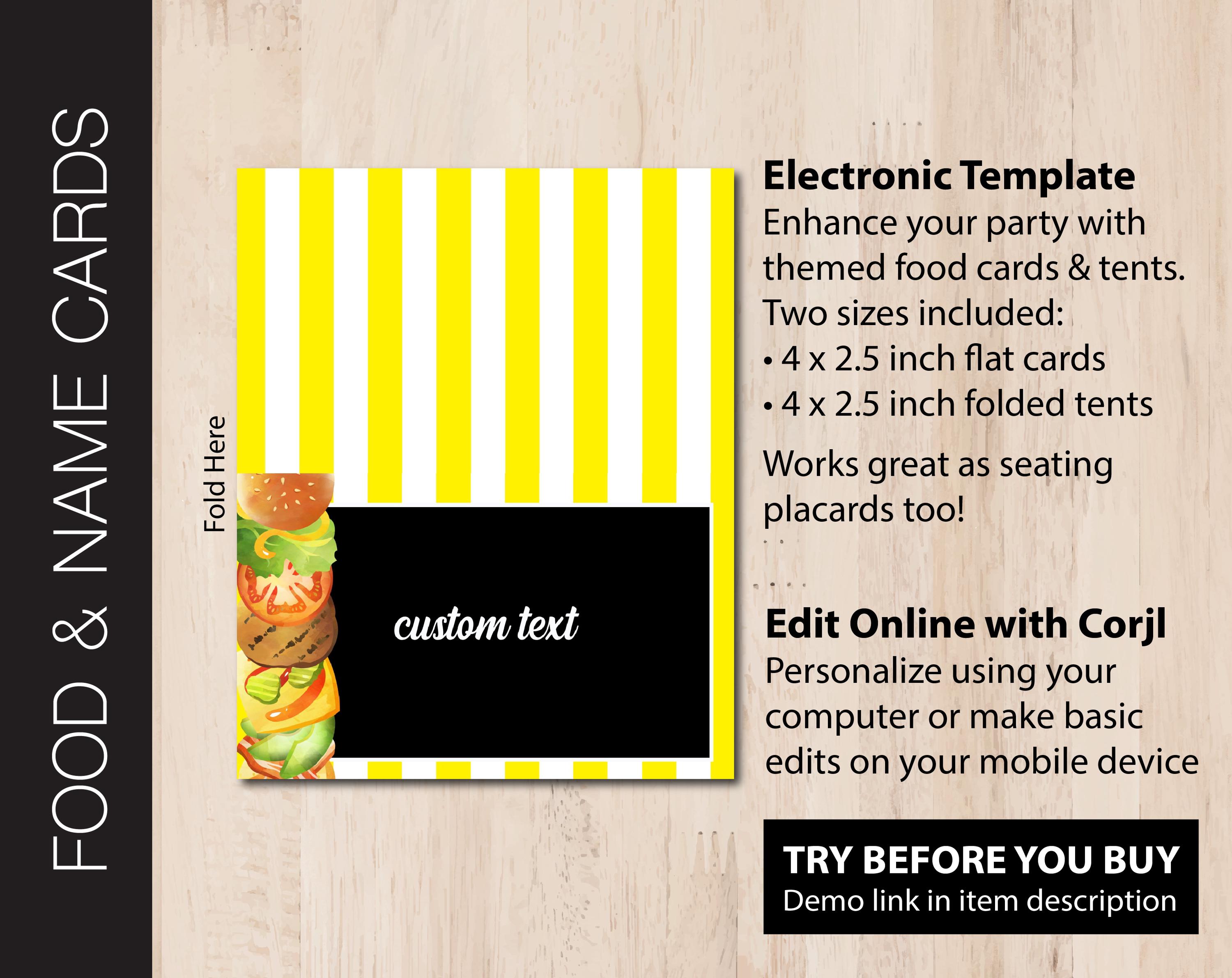 Editable COOKOUT Party Food Label Tents | Party Food Placards | Party ...