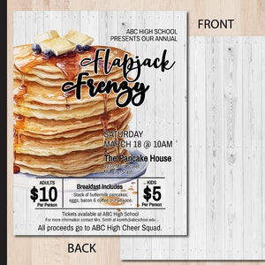 Editable Pancake Fundraiser Event Flyer | Custom Breakfast Charity ...