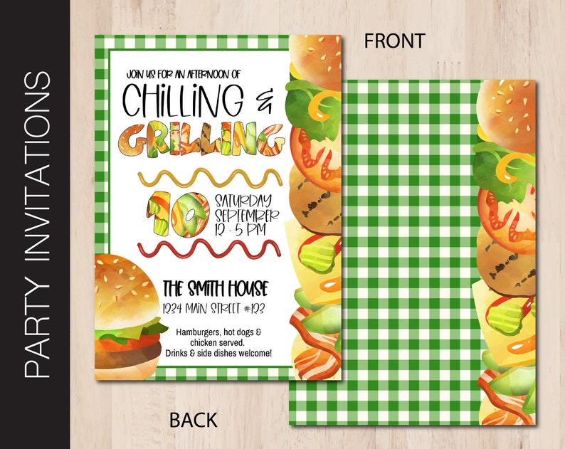 Editable GRILL & CHILL Party Invitation | Barbecue Party | Cook Out ...