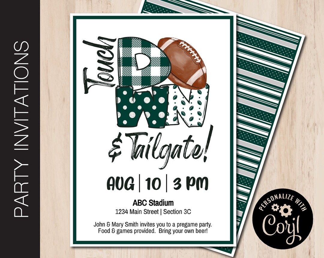 Editable TOUCHDOWN & Tailgate Party Invitation | Game Day | Football ...