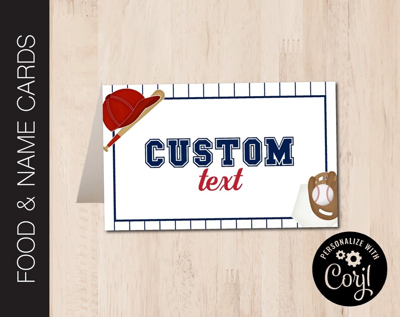 Editable BASEBALL Party Food Label Tents | Party Food Placards | Party ...