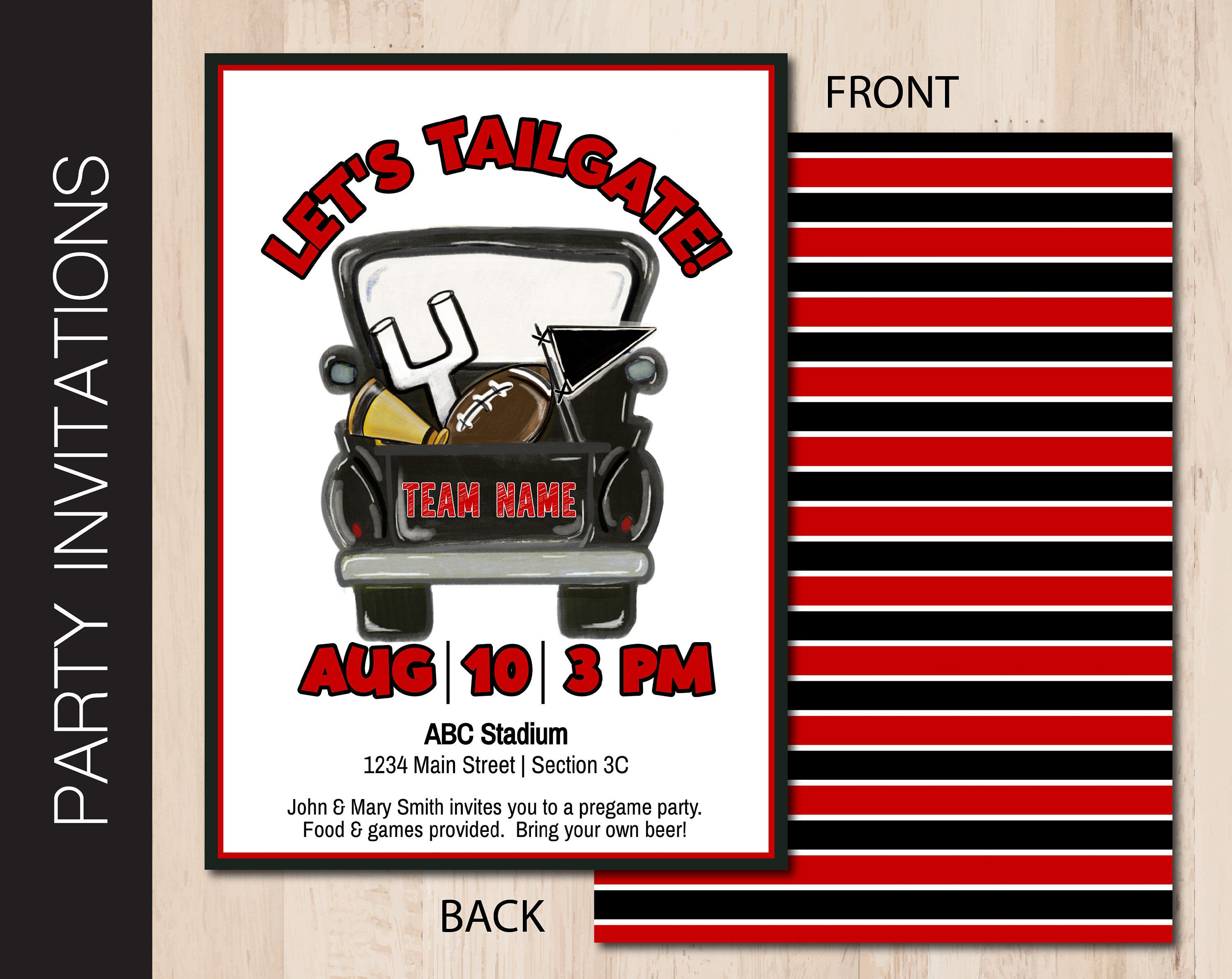 Editable TAILGATE Party Invitation | Game Day | Football Invite | Black ...