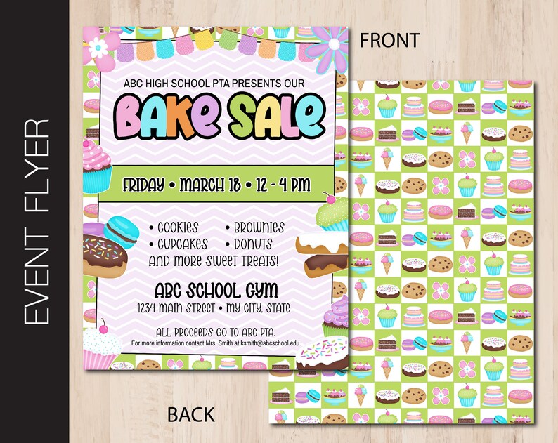 Editable Bake Sale Flyer | Custom Bake Sale Event Invitation | Bake ...