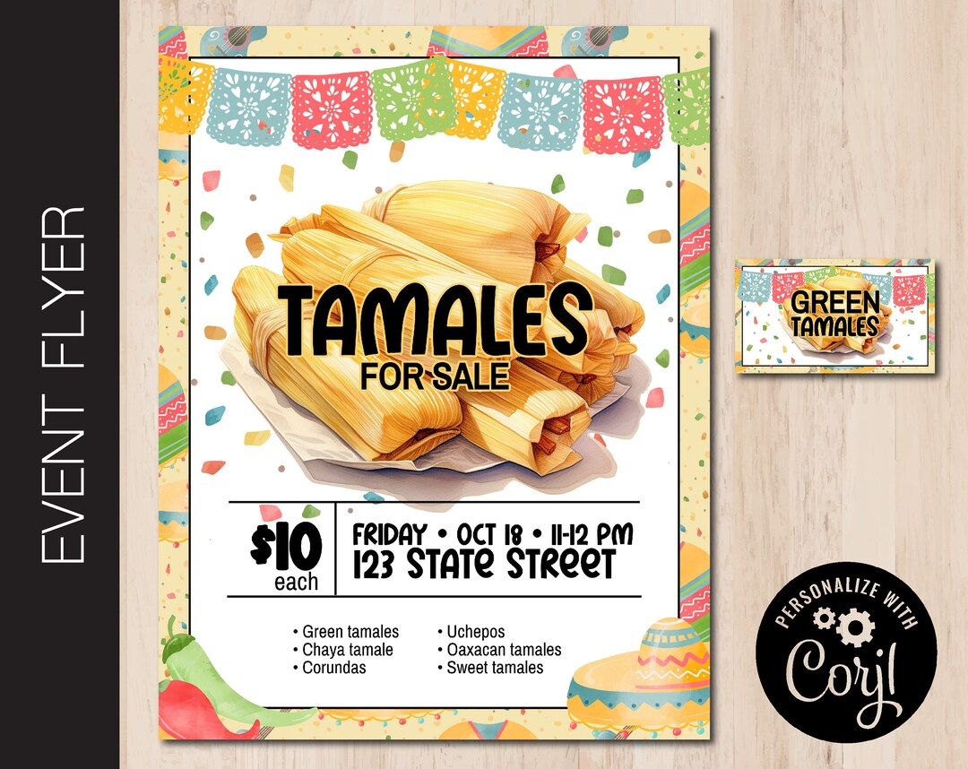 Editable Tamale Sale Flyer Custom Tamales for Sale Event Invitation ...