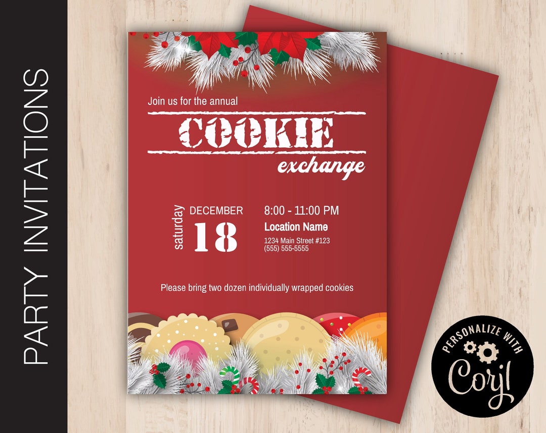 Editable HOLIDAY Cookie Exchange Invitation | Christmas Cookie Swap ...
