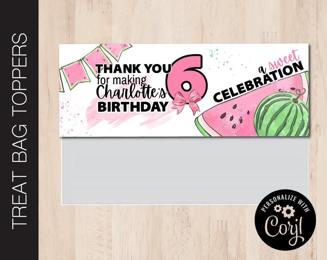 Editable SWEET CELEBRATION Birthday Treat Bag Topper | Candy Bag ...