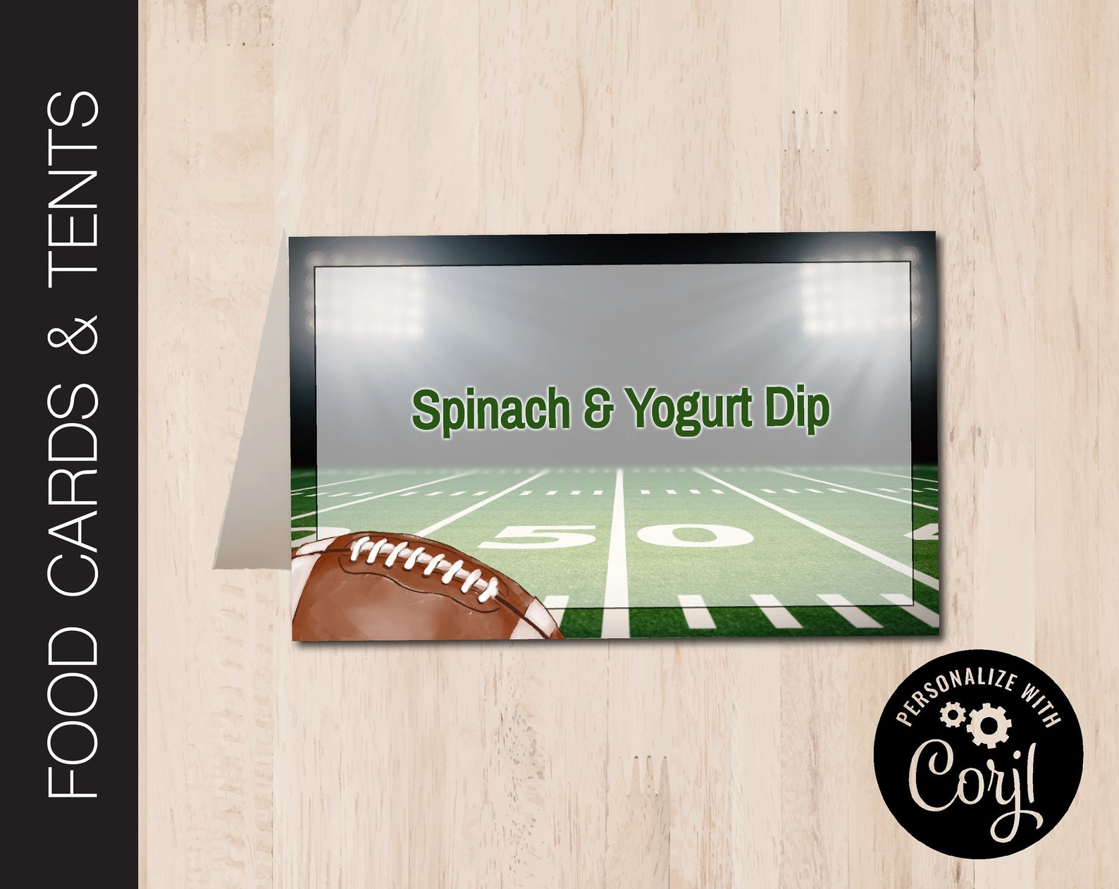 Editable FOOTBALL Party Food Label Tents Game Day Food Placards Big ...