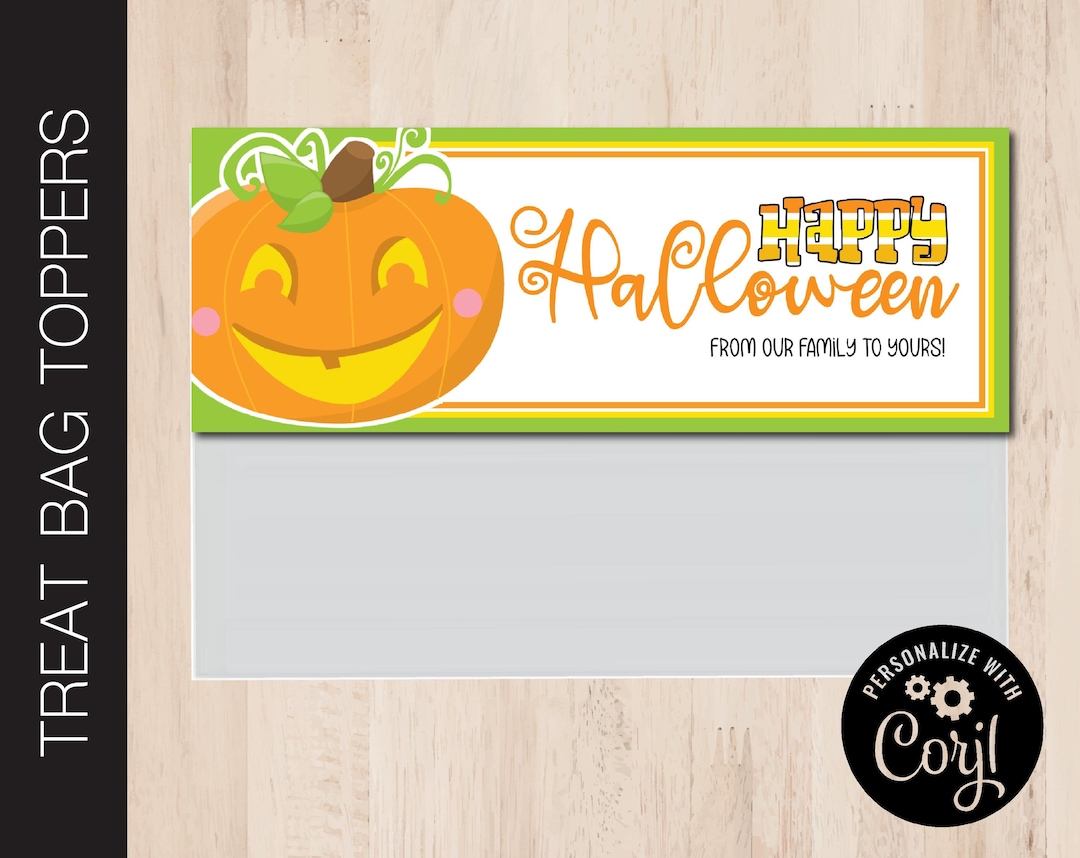 Editable Happy HALLOWEEN Treat Bag Topper | Candy Bag | Goodie Bag ...