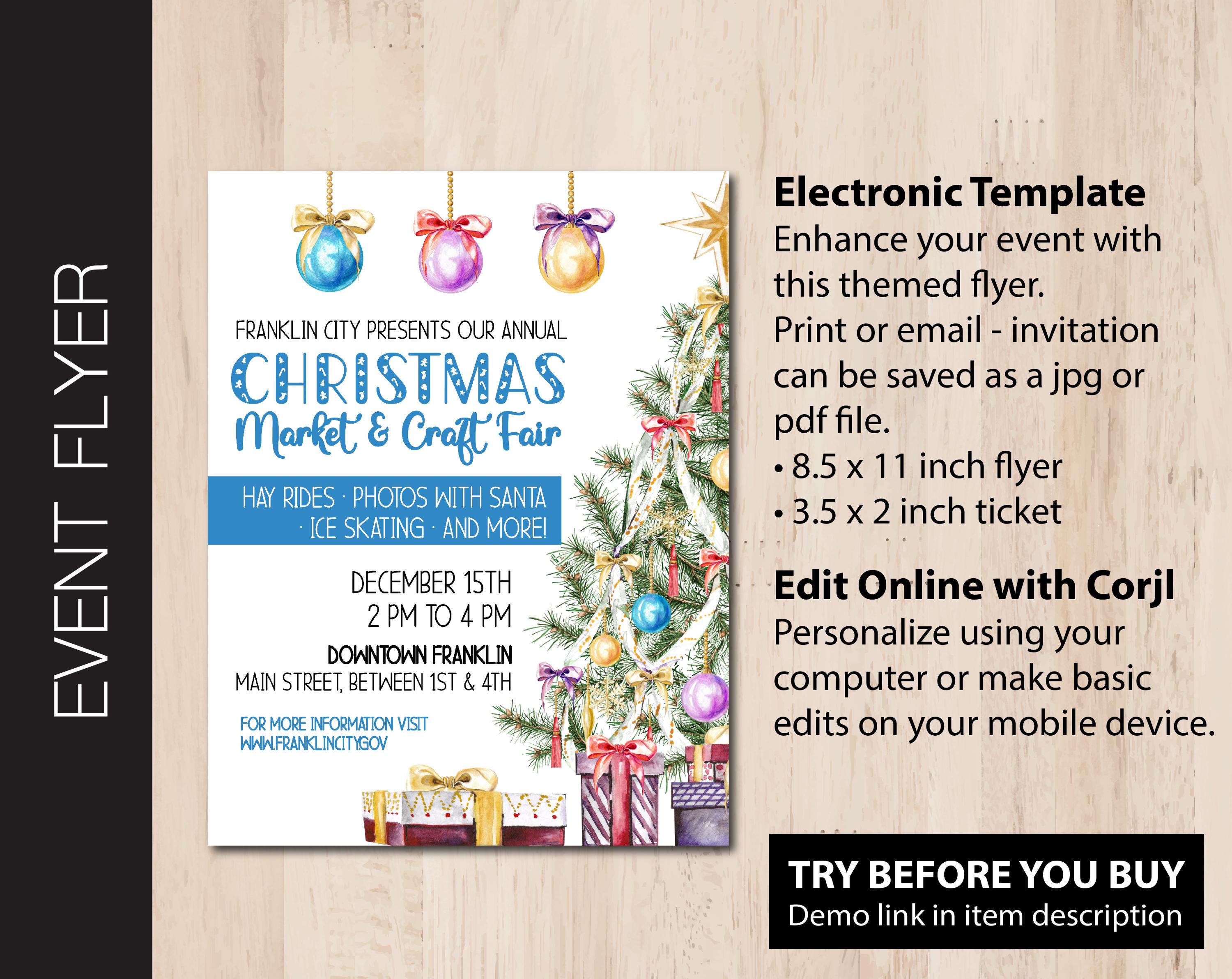 Editable Christmas Market Event Flyer | Christmas Market Poster Event ...