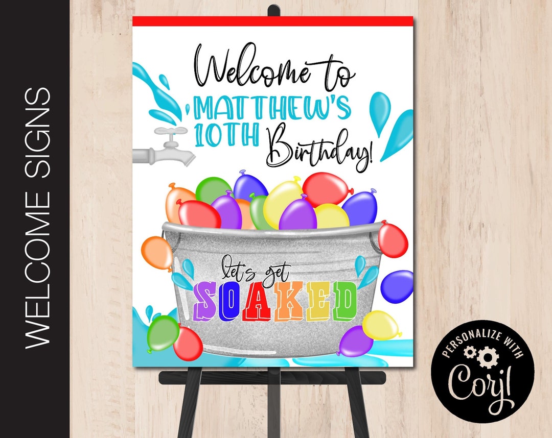 Editable SOAKED Party Welcome Sign | Reception Sign | Entrance Display ...