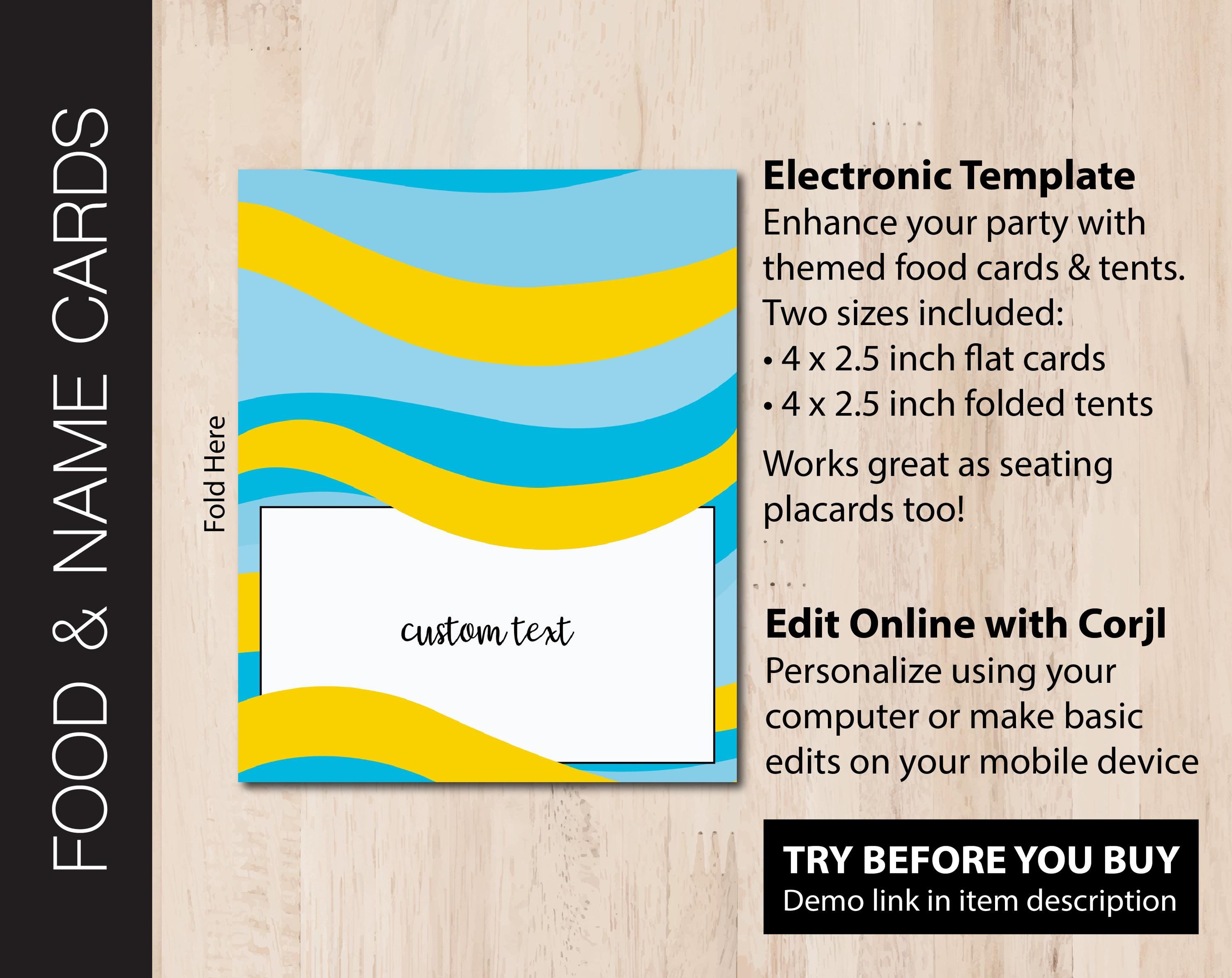 Editable SUMMER Party Food Label Tents | Party Food Placards | Party ...