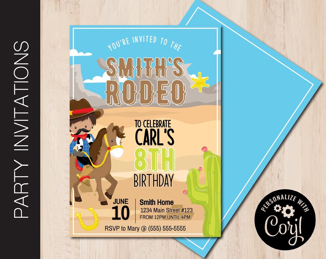 Editable RODEO Birthday Party Invitation | Western Invite | Rodeo Kids ...
