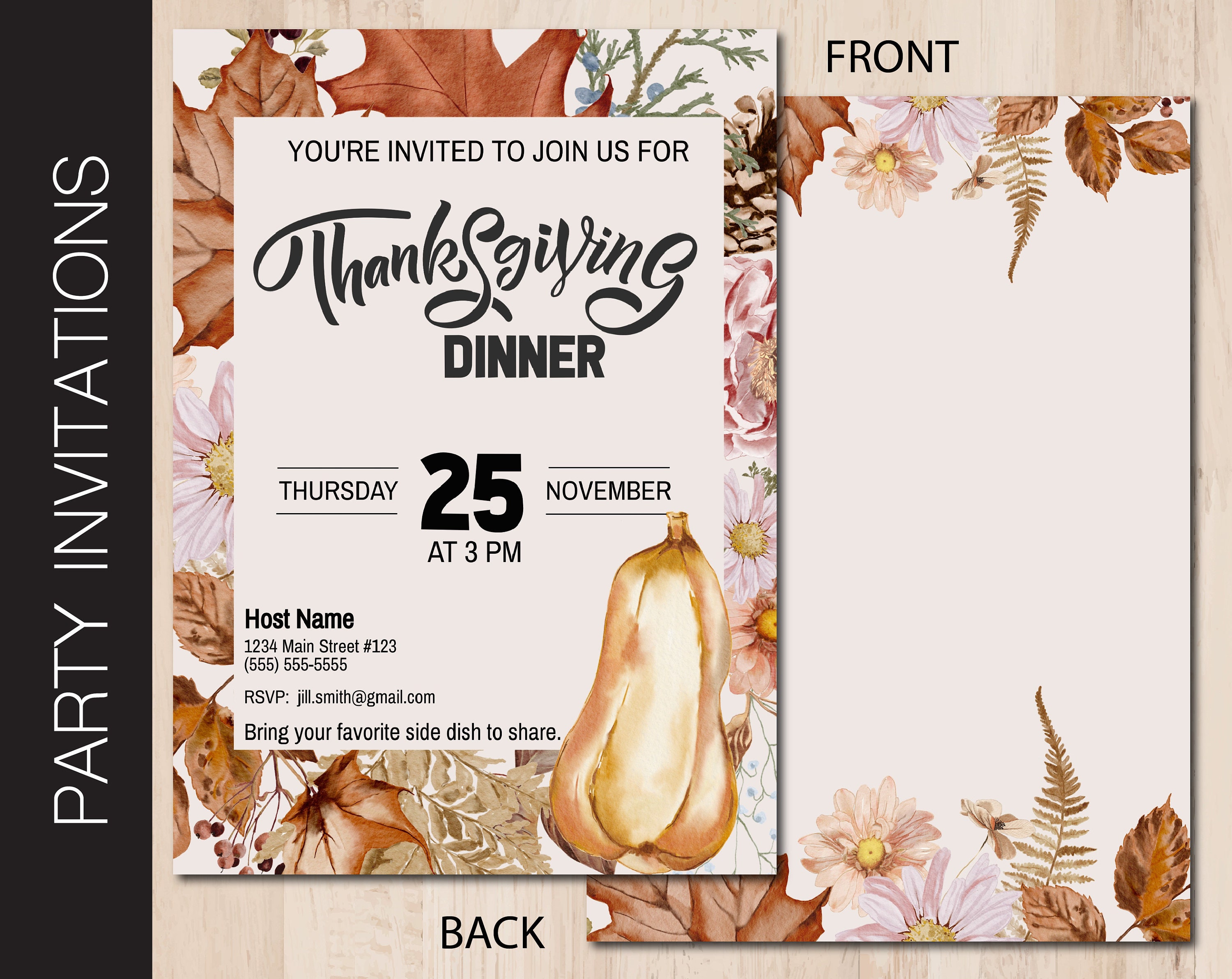 Editable THANKSGIVING Dinner Invitation. Feast | Friendsgiving Potluck ...