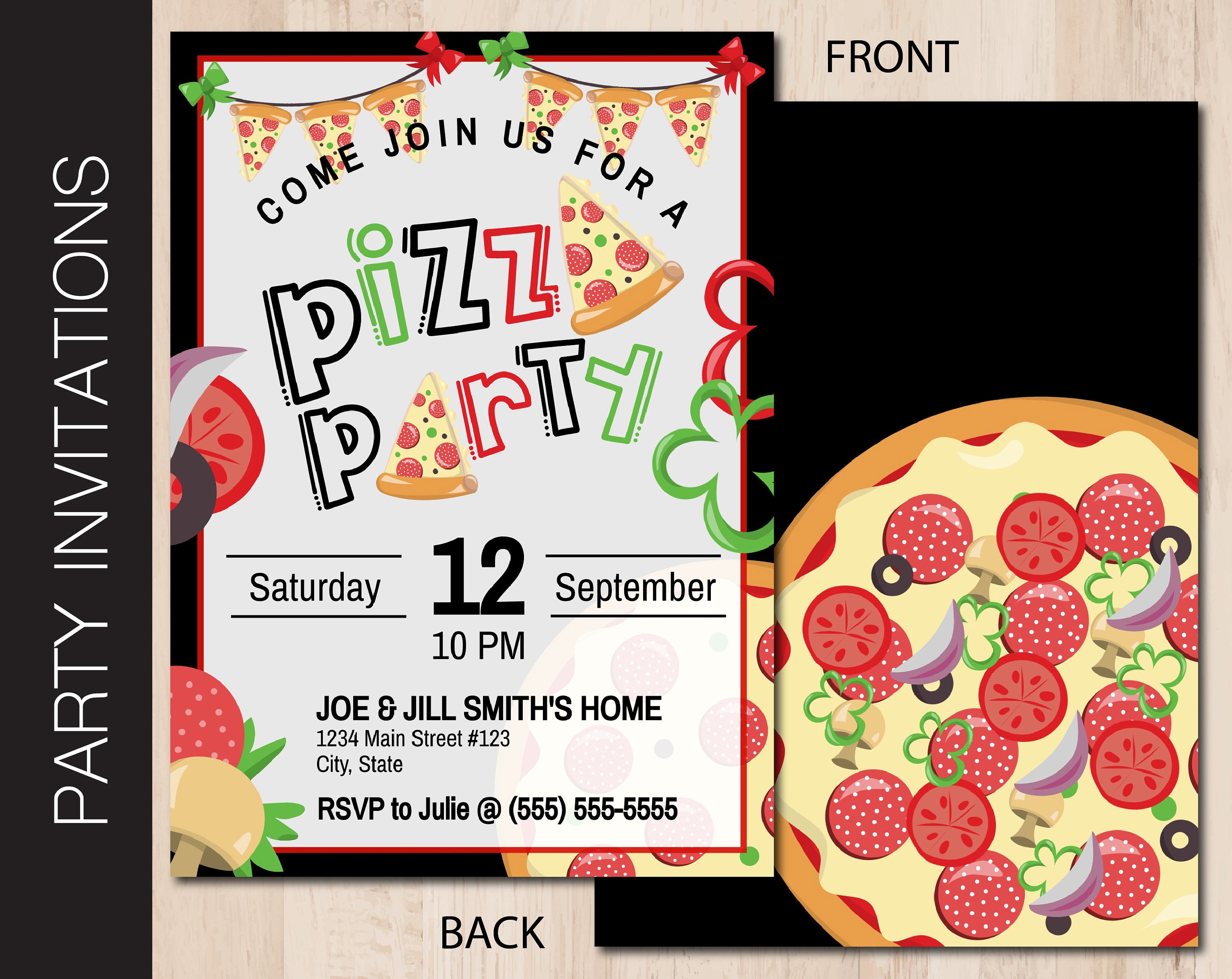 Editable PIZZA Party Invitation | Family Night | Board Game Night ...
