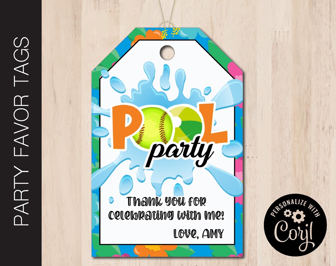 Printable SOFTBALL Party Favor Tags | Party Gift Tag | Goodie Bag Tag ...