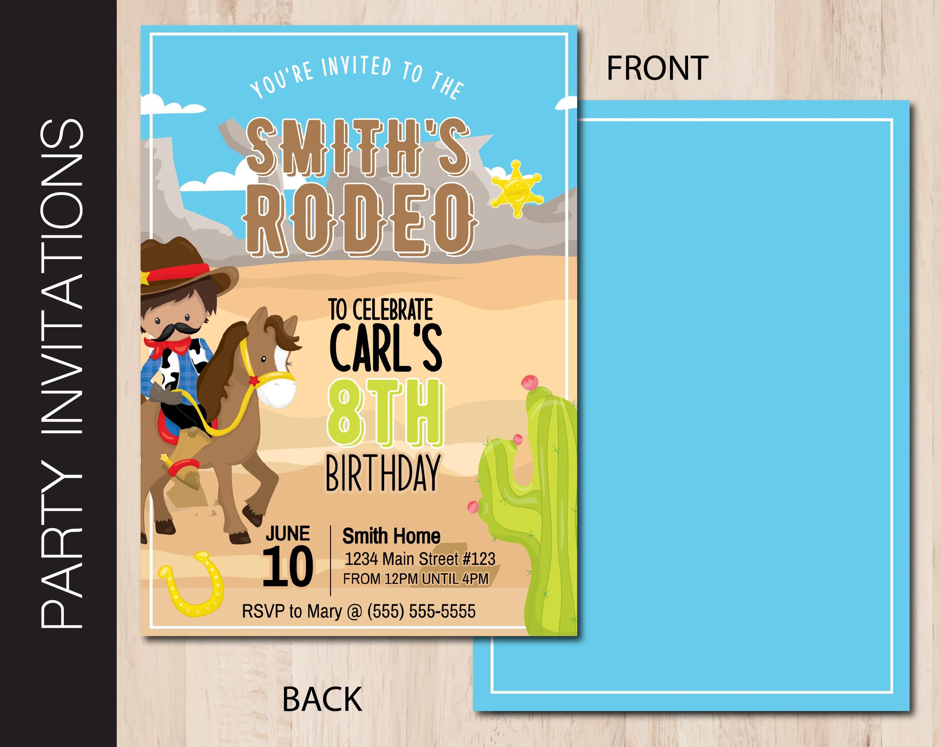 Editable RODEO Birthday Party Invitation | Western Invite | Rodeo Kids ...