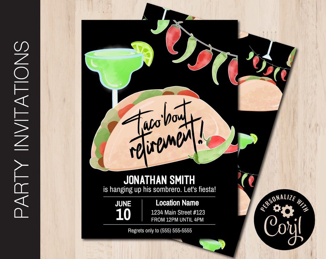 Editable TACO 'BOUT Retirement Party Invitation Retirement Fiesta ...
