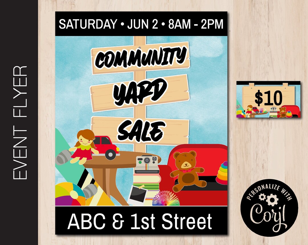 Editable Community Yard Sale Flyer Garage Sale Flyer Rummage Sale ...