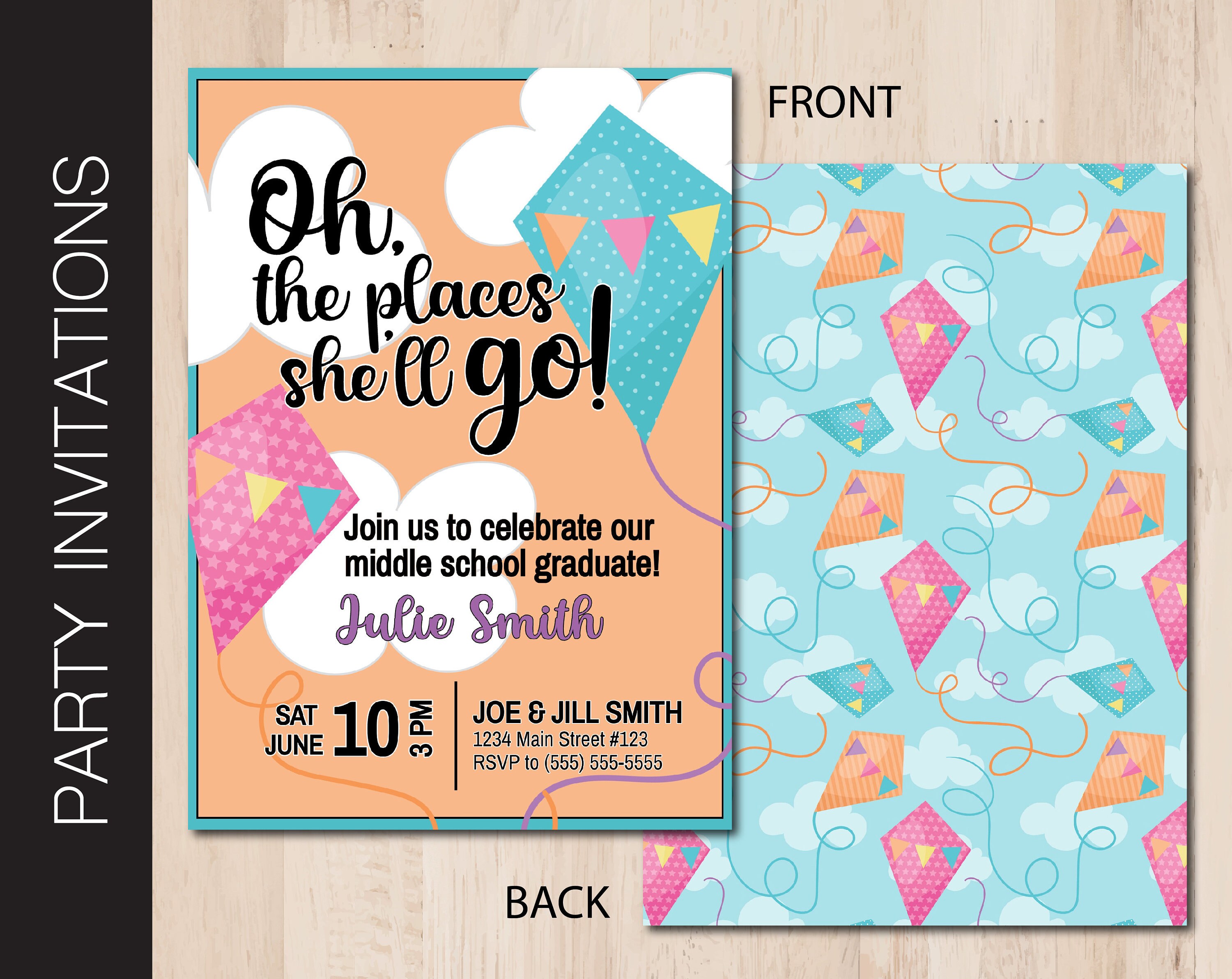 Editable GRADUATION Party Invitation | Oh the Places Shell Go | Pre-k ...