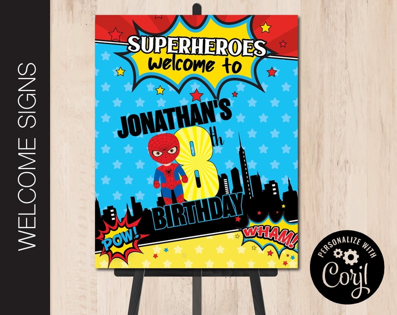 Editable SUPERHERO Party Welcome Sign | Reception Sign | Entrance ...