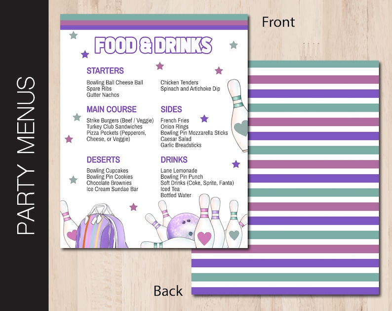 Editable Bowling Menu | Food Menu | Drink Sign | Concessions | Bowling ...