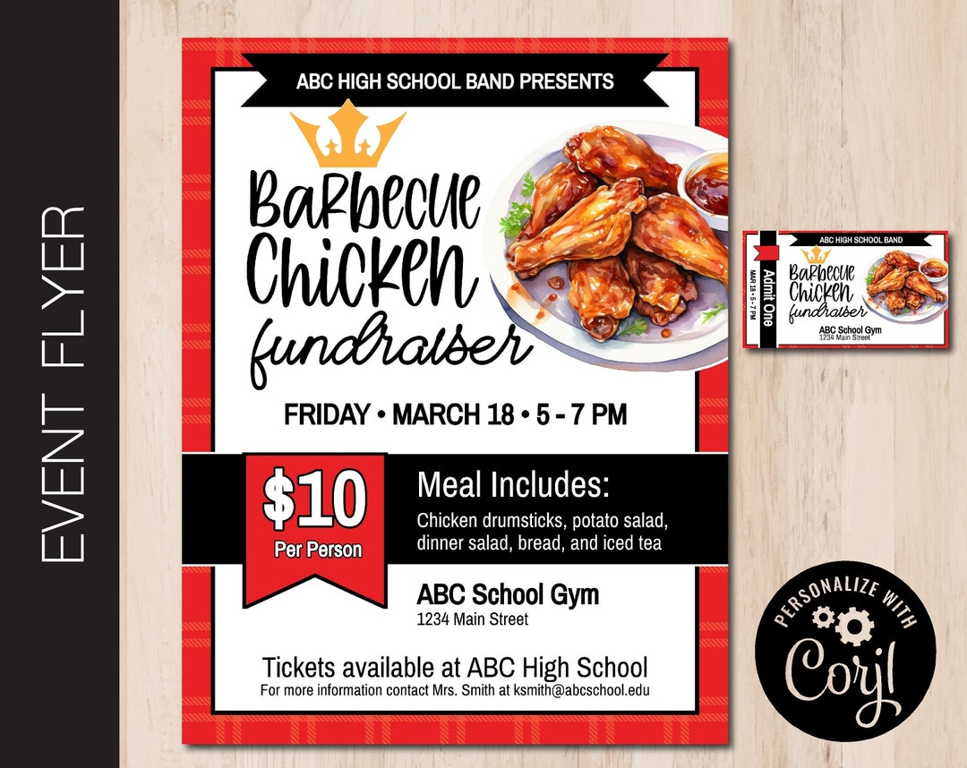 Editable BBQ Chicken Fundraiser Flyer | Custom Barbecue Chicken ...