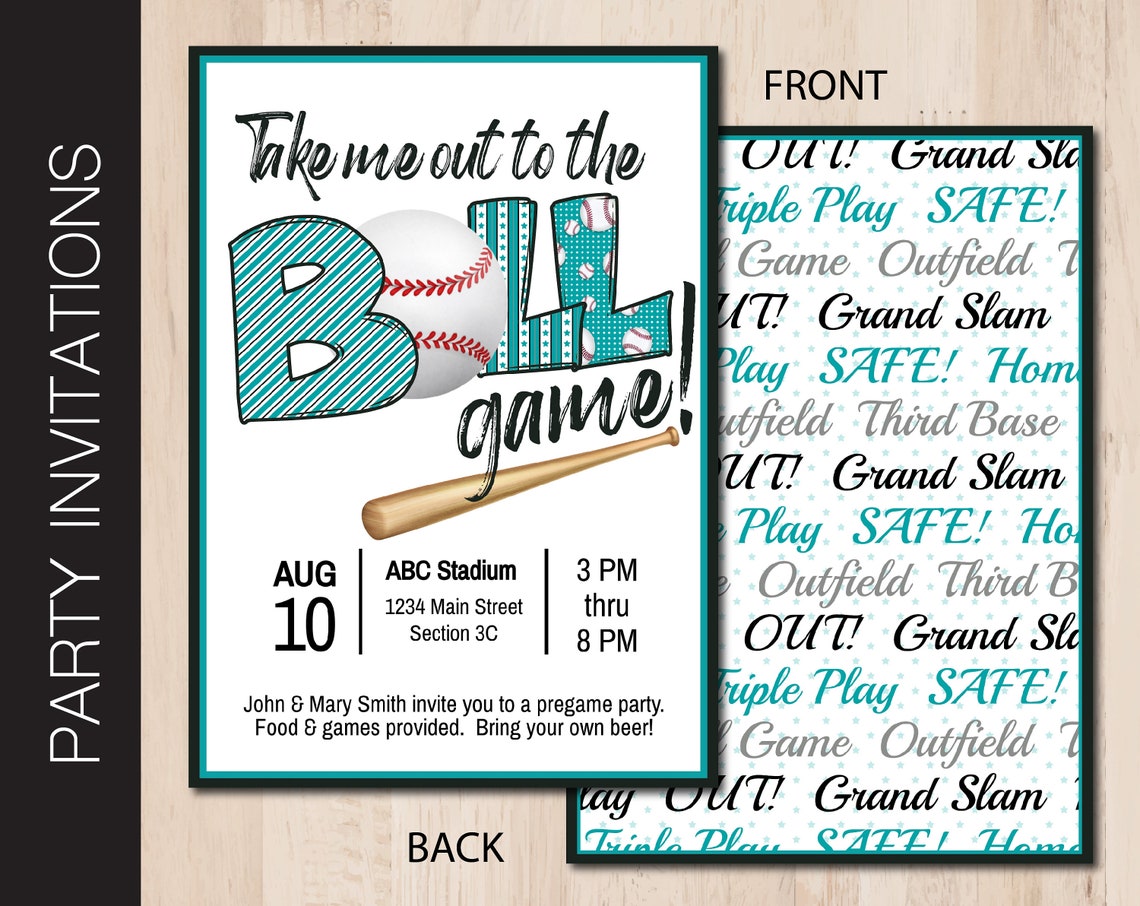 Editable TAILGATE Party Invitation | Game Day | Baseball Invite | Teal ...