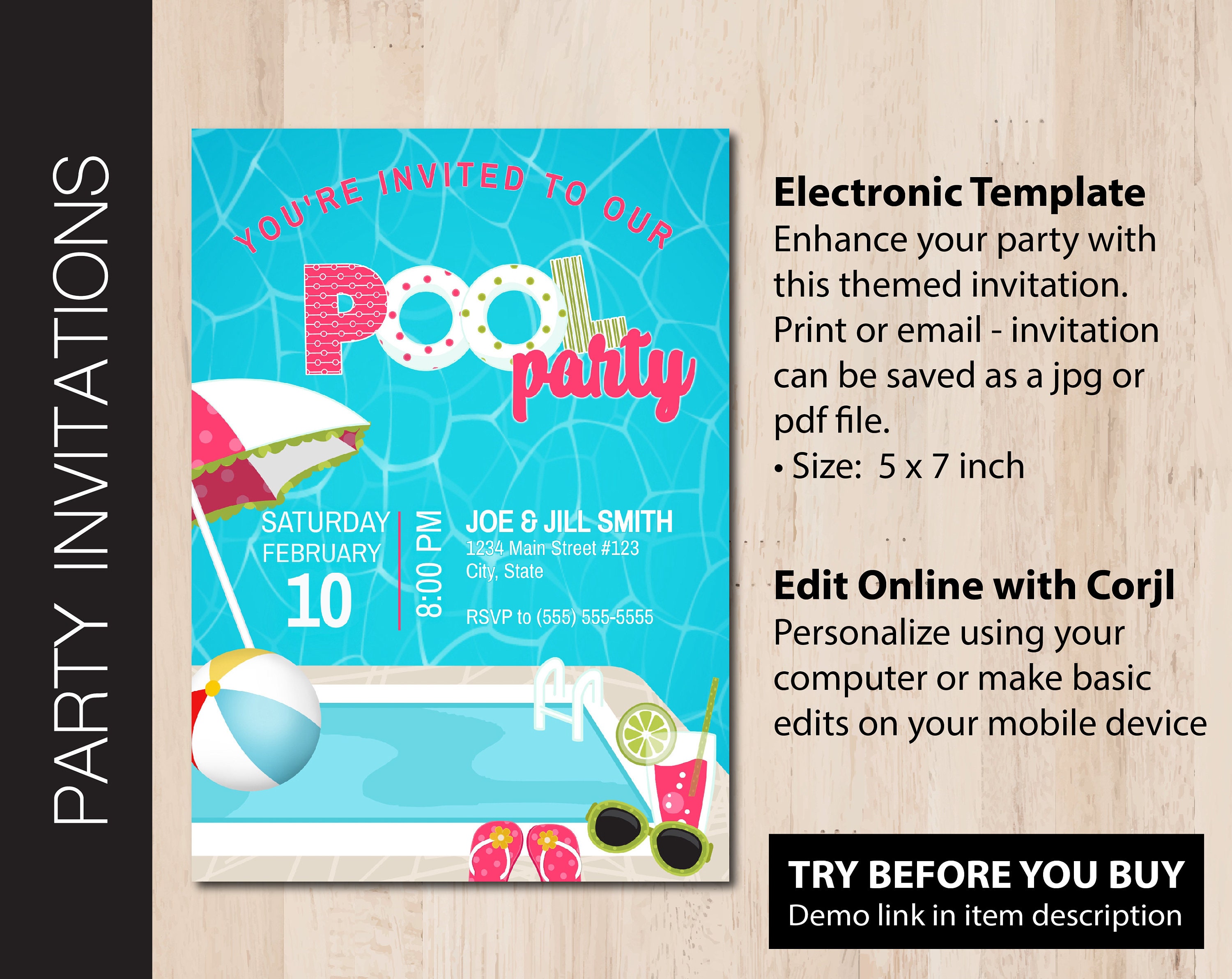 Pool Party Invitations Templates Free