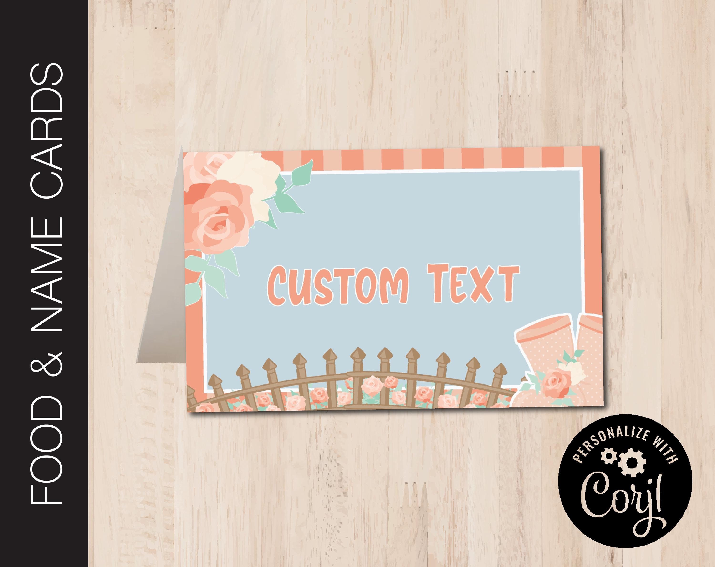 Editable GARDEN Party Food Label Tents | Party Food Placards | Party ...