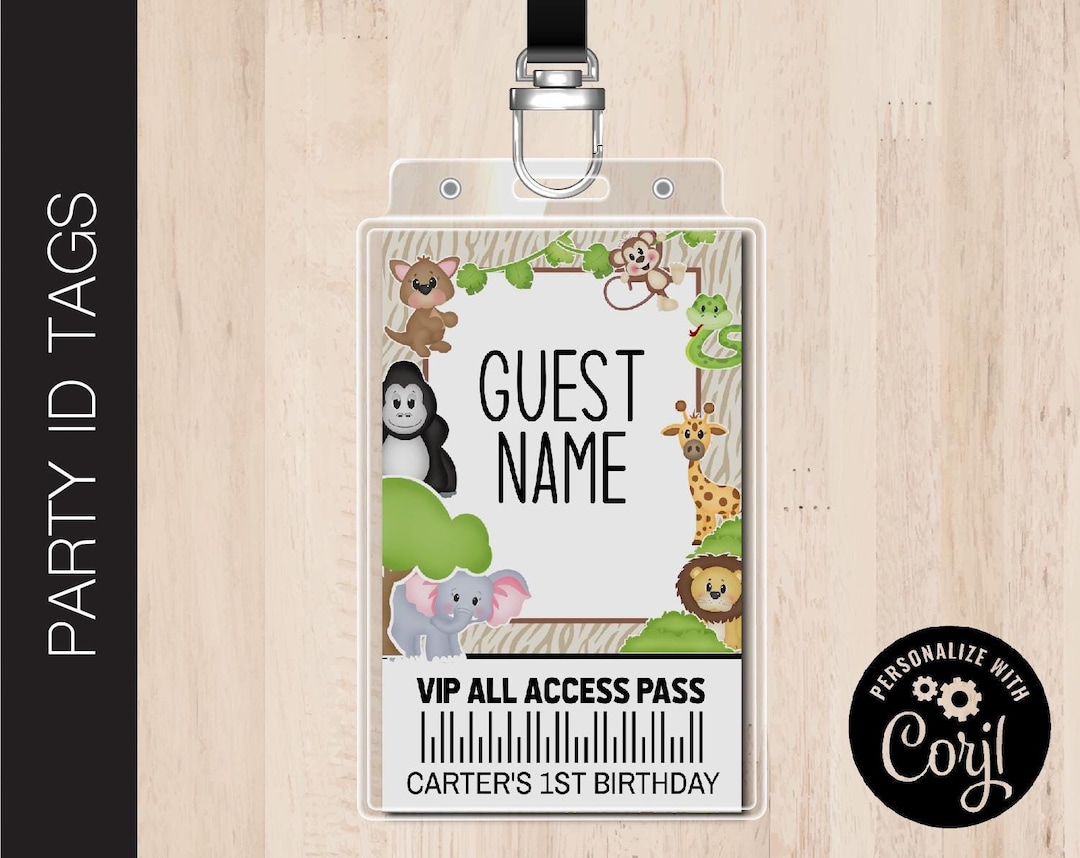 Editable WILD ONE Party ID Tag | Vip All Access Pass | Id Badge | Name ...