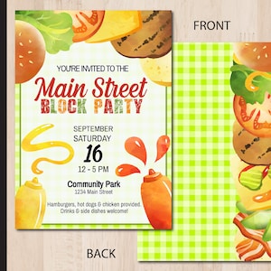 Editable NEIGHBORHOOD BLOCK Party Invitation | Barbecue | Cookout ...