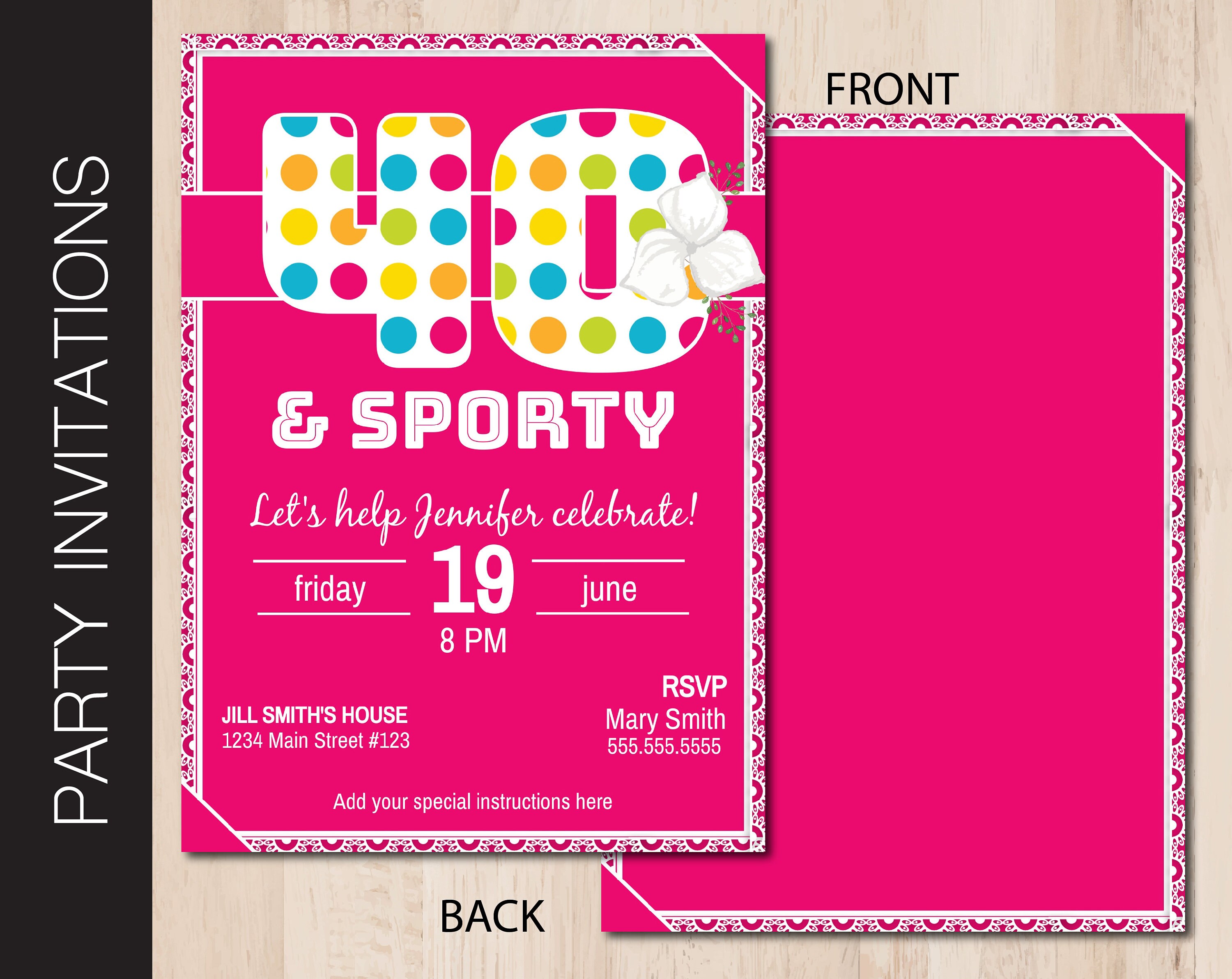 Editable 40 & SPORTY BIRTHDAY Party Invitation | Girls Night Out ...