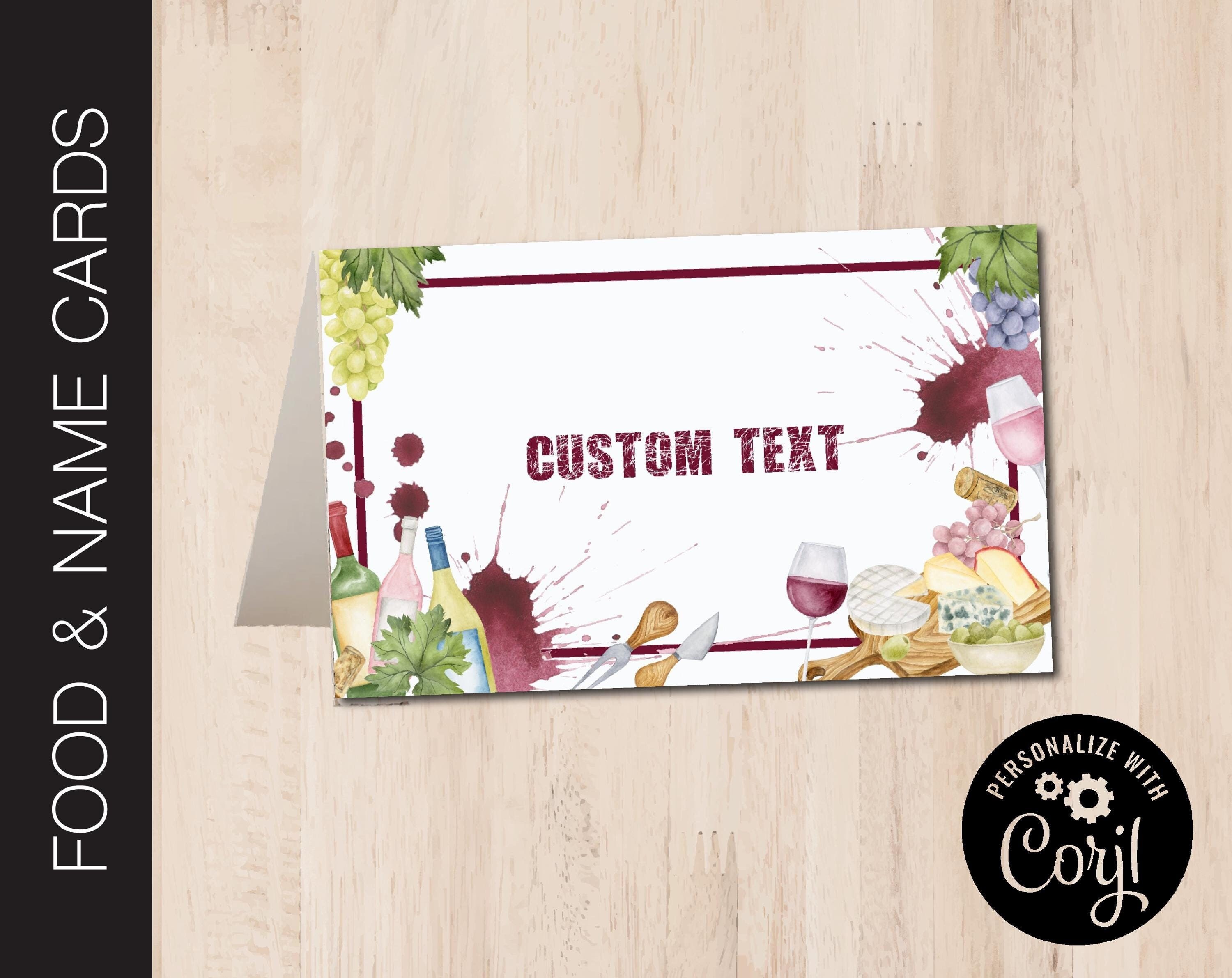 Editable WINE and CHEESE Party Food Label Tents | Party Food Placards ...